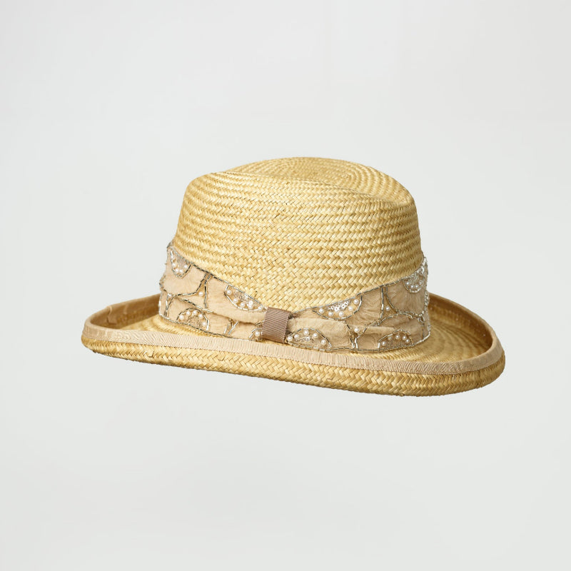 Misa Harada Hats | BAY | Homberg shape in Nante straw, with beaded ...