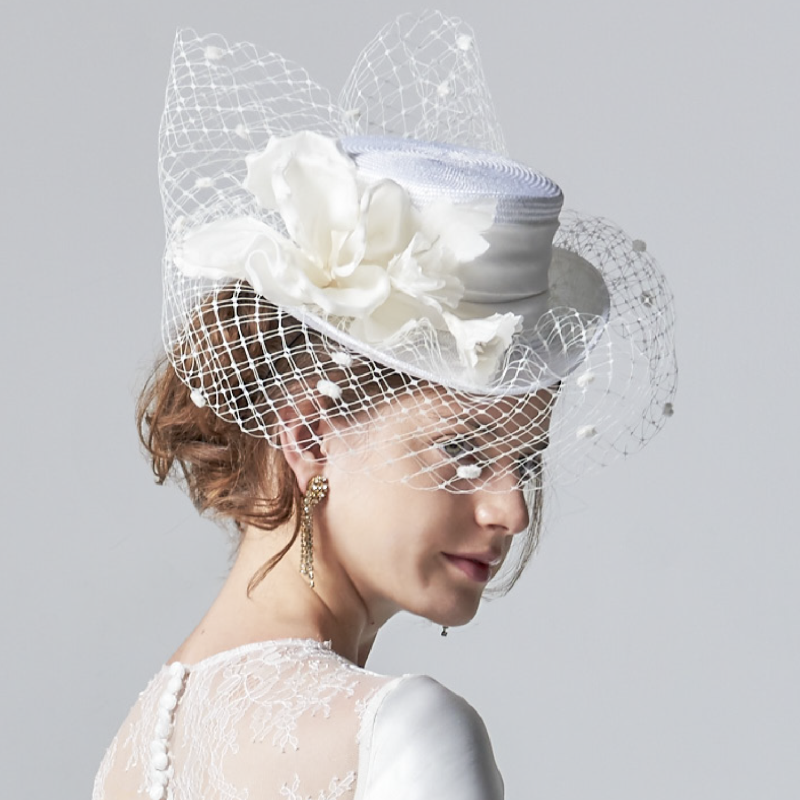 Misa Harada Hats | CHARLOTTE | Bridal mini topper with ivory silk roses ...